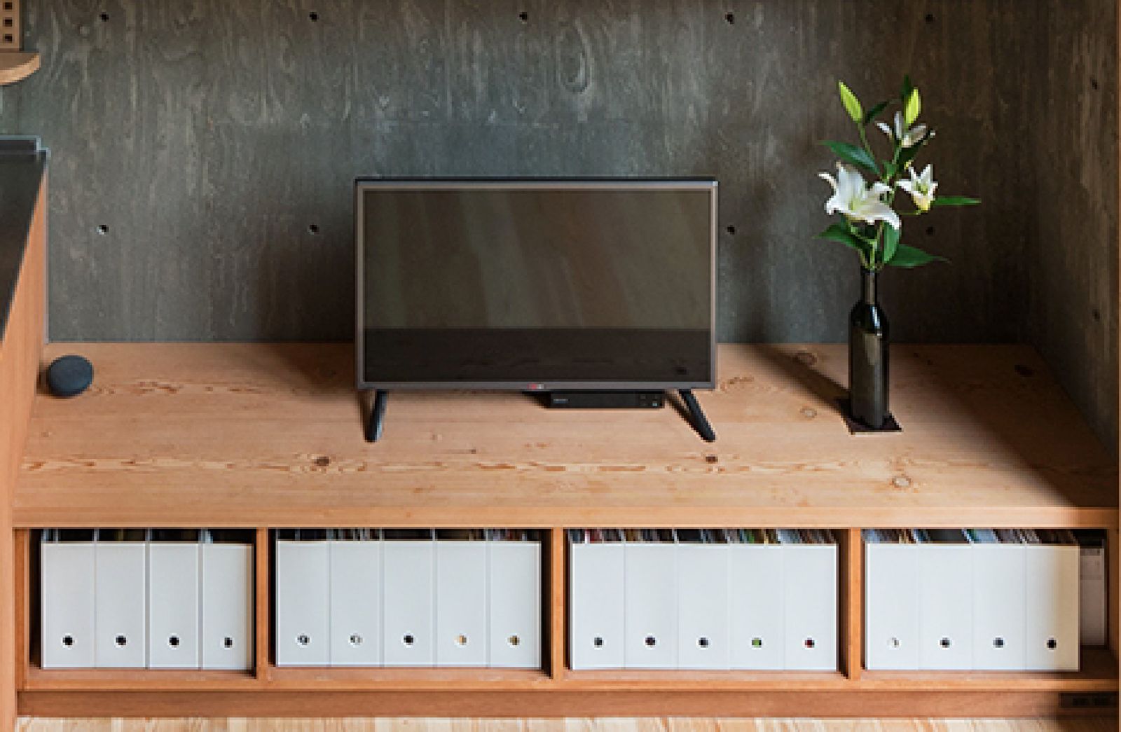 造作テレビボード 天板：米松 t=38mm 本体：ラワン合板 大手テープ貼り | TECTURE（テクチャー）