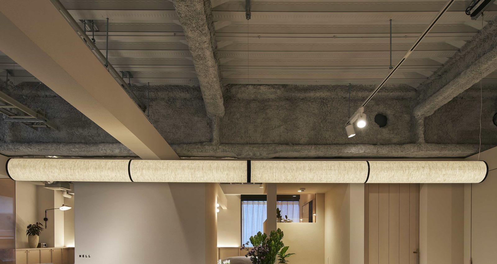 特注LEDペンダントライト アクリルカバー ファブリック巻 ST 金物メラ焼き | TECTURE（テクチャー）