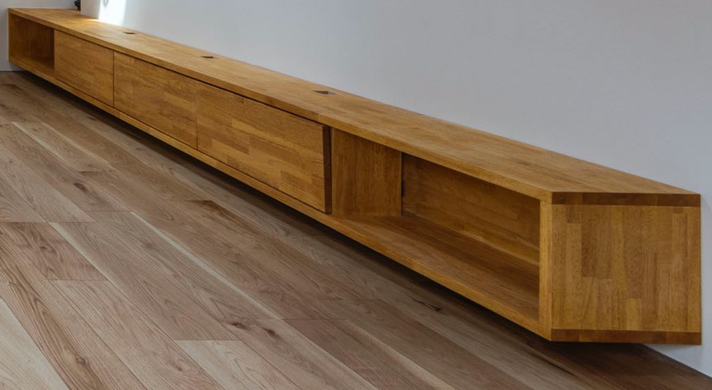 造作テレビボード ゴム集成材 t=30mm リボス自然塗装 St. 角管25角 SOP塗装 | TECTURE（テクチャー）