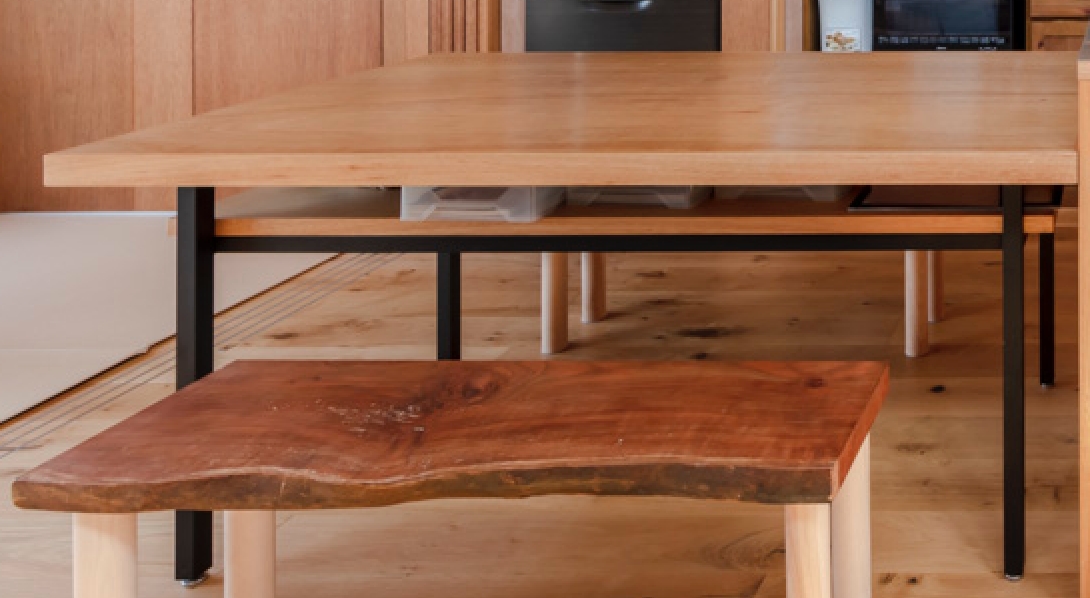 特注ダイニングテーブル ラワンランバーコア 大手加工 t=3mm UC 脚：St. 32mm ウレタン塗装 | TECTURE（テクチャー）