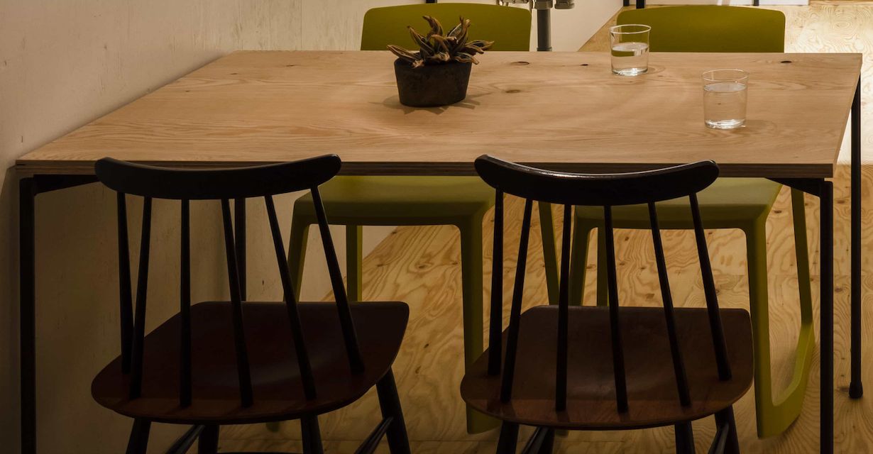 特注テーブル St-FB St-丸パイプ φ21.7mm ラーチ合板 | TECTURE（テクチャー）